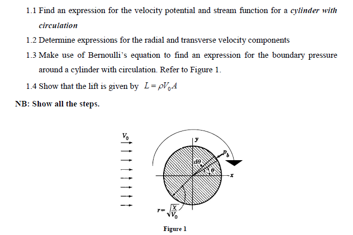 Solved 1.1 Find an expression for the velocity potential and | Chegg.com