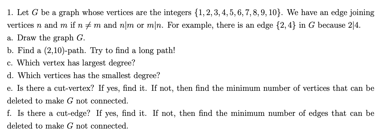 Solved 1. Let G be a graph whose vertices are the integers | Chegg.com