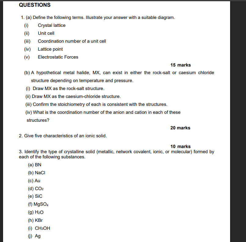 Solved QUESTIONS 1. (a) ﻿Define the following terms. | Chegg.com