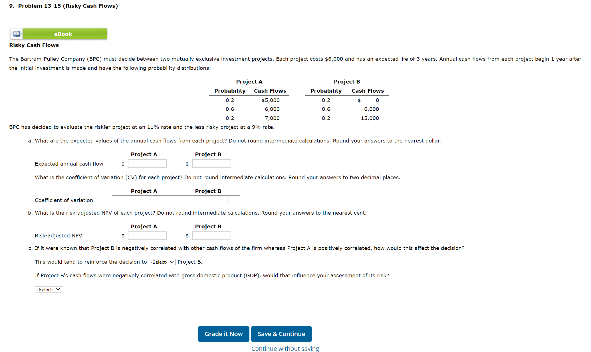 Solved 9. Problem 13-15 (Risky Cash Flows) | Chegg.com