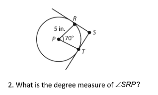 Solved R 5 in. S P70° 2. What is the degree measure of ZSRP? | Chegg.com