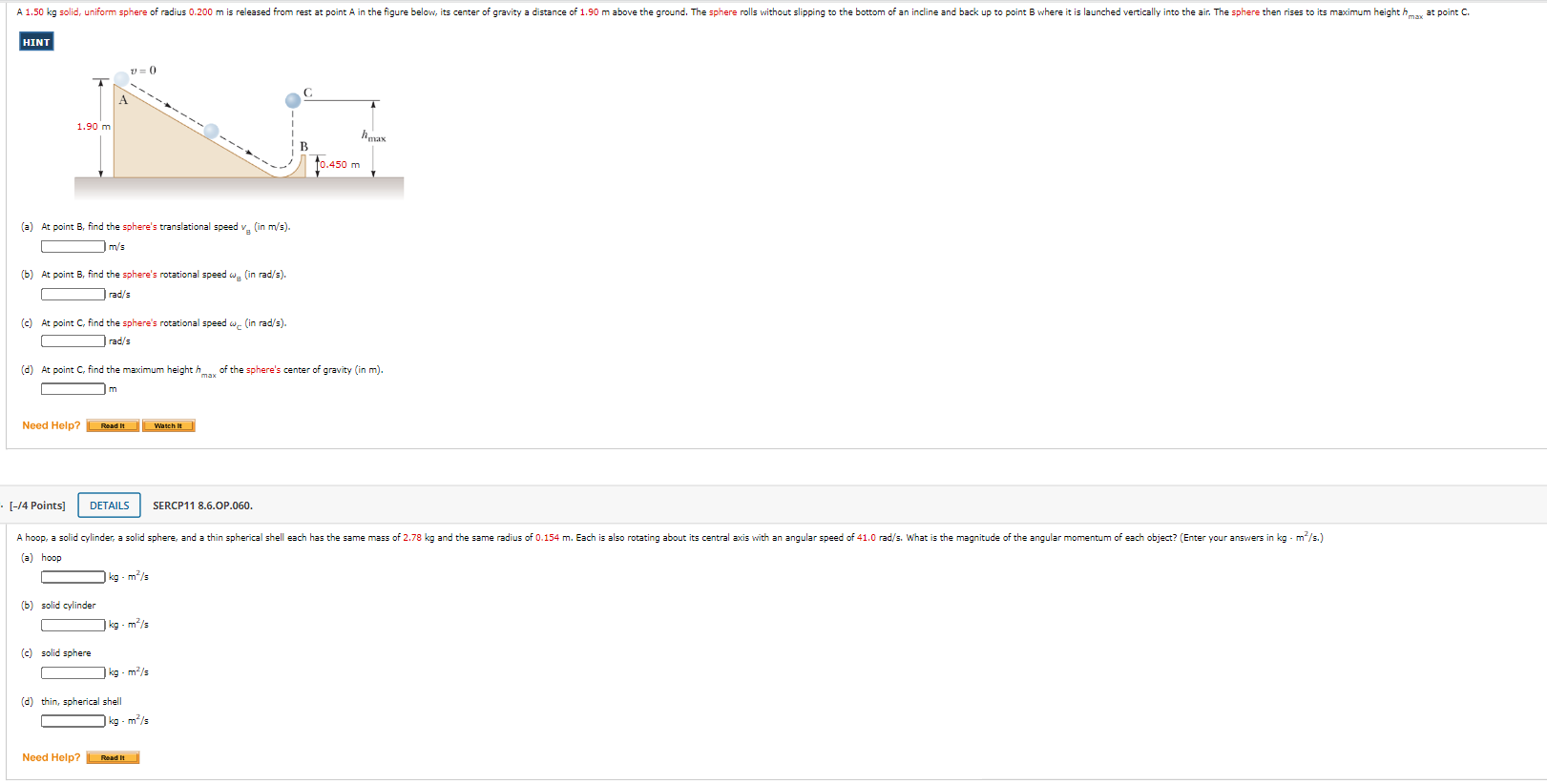 Solved (a) At point Br find the sphere's translational speed | Chegg.com