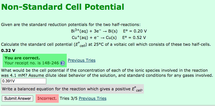 Solved Non-Standard Cell Potential Given are the standard | Chegg.com