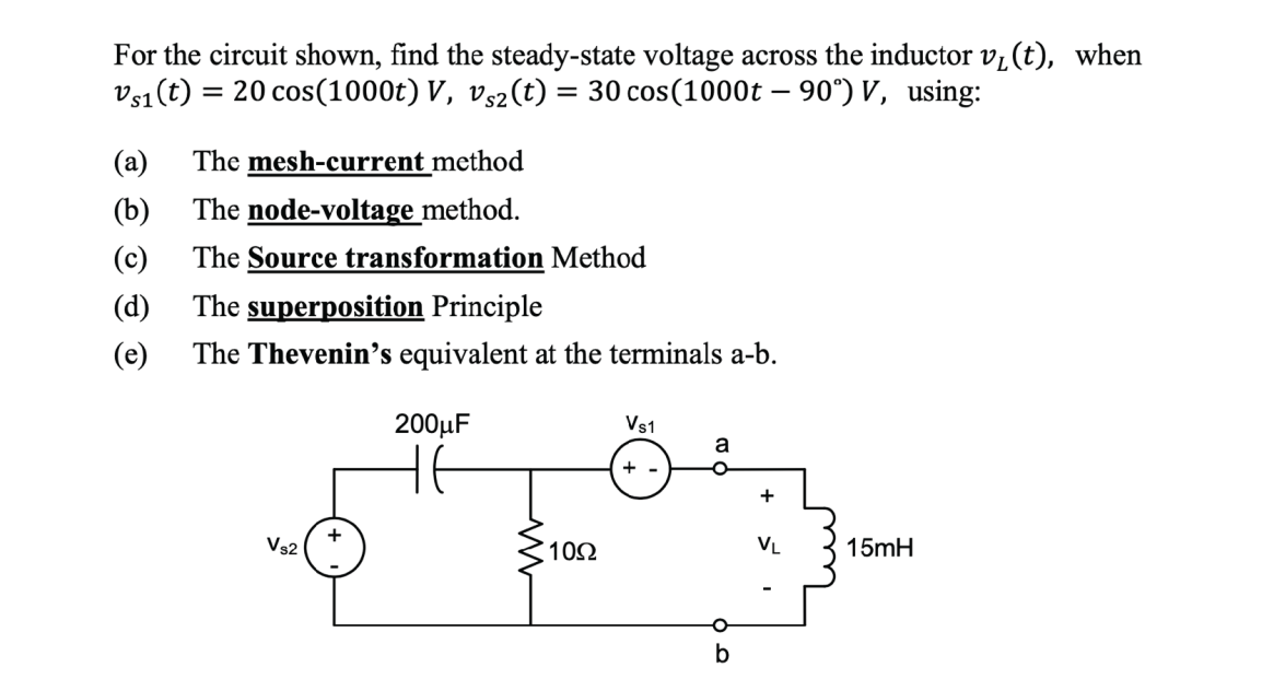Solved For the circuit shown, find the steady-state voltage | Chegg.com