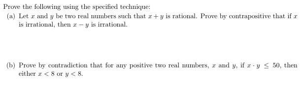 Solved Prove the following using the specified technique: | Chegg.com