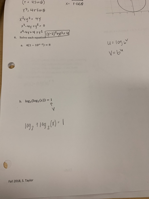 Solved r4Sin9) x r.cos9 2 6. Solve each equation a. | Chegg.com