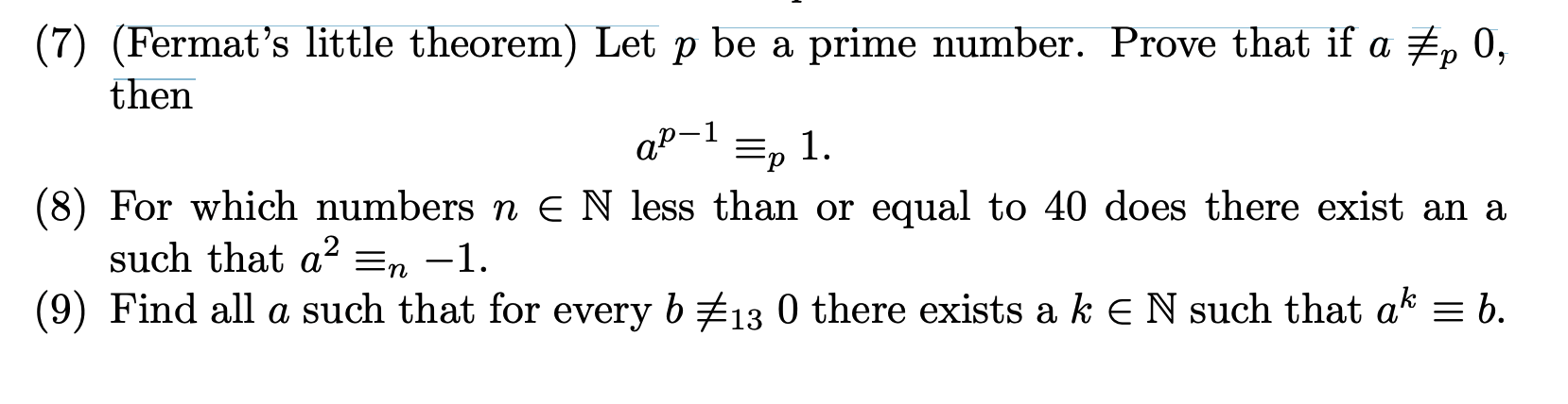 Solved (7) (Fermat's little theorem) Let p be a prime | Chegg.com
