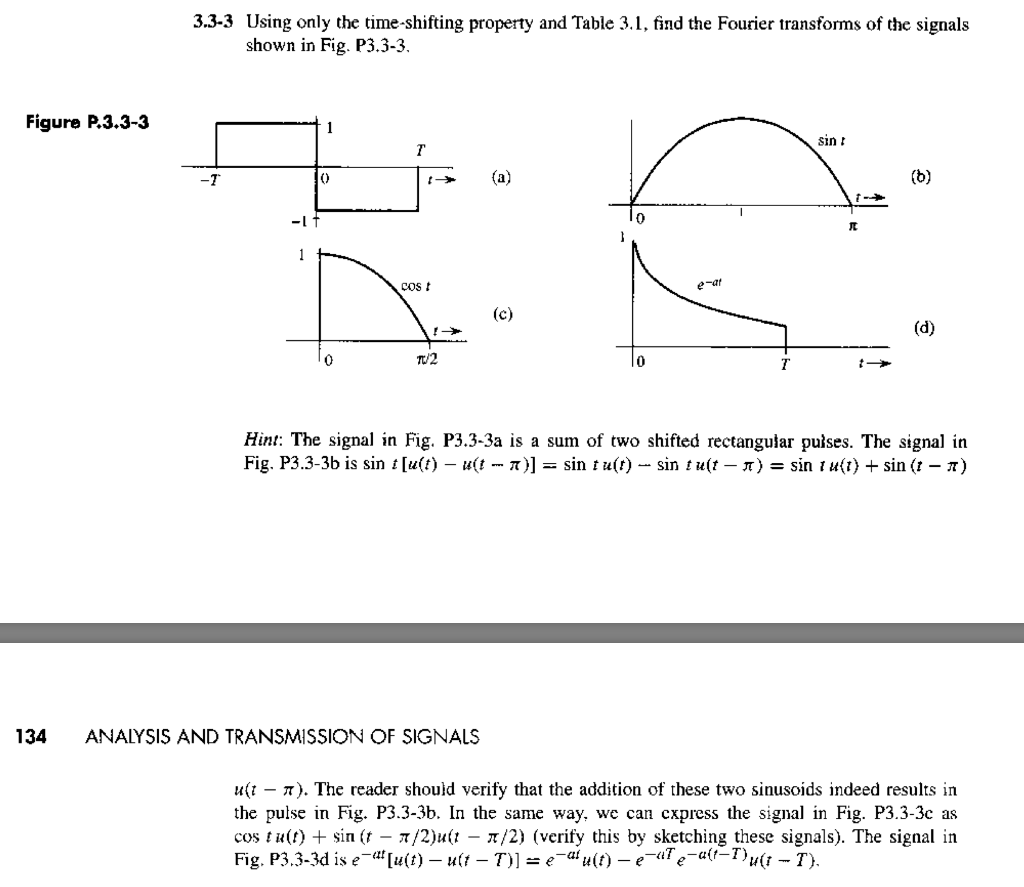 Solved 3.3-3 Using only the time-shifting property and Table | Chegg.com