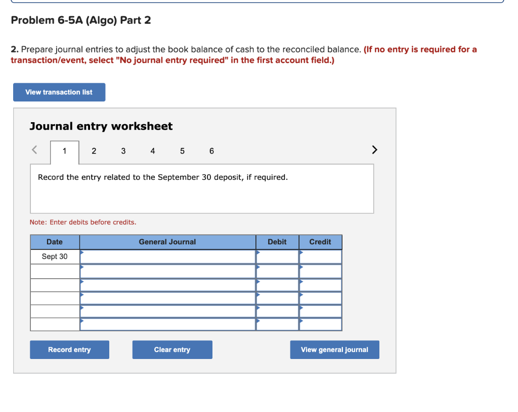 Solved Required information Problem 6-5A (Algo) Preparing a | Chegg.com