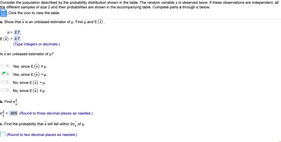 Solved Consider the population described by the probability | Chegg.com