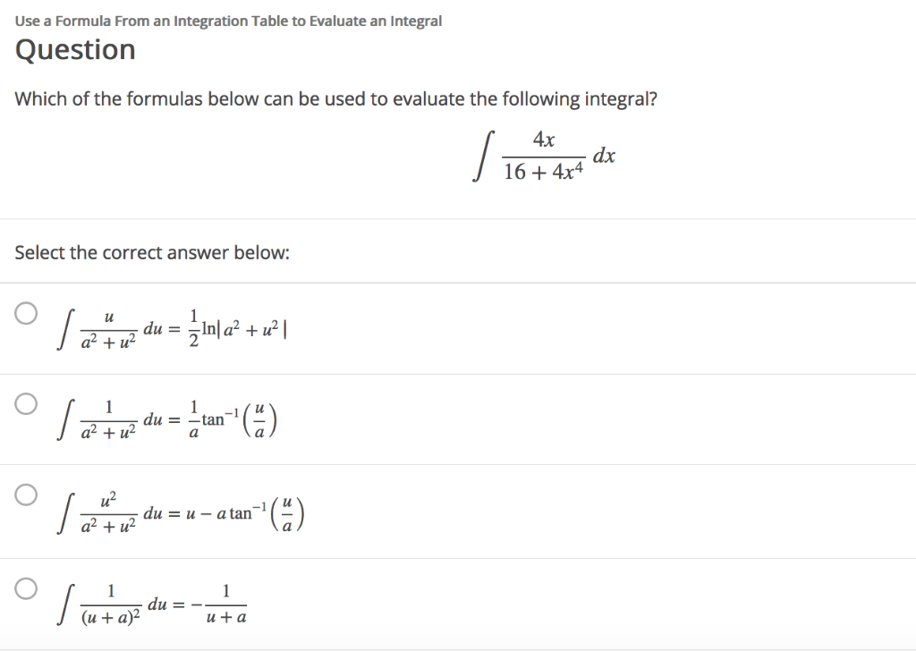 Solved Use a Formula From an Integration Table to Evaluate | Chegg.com