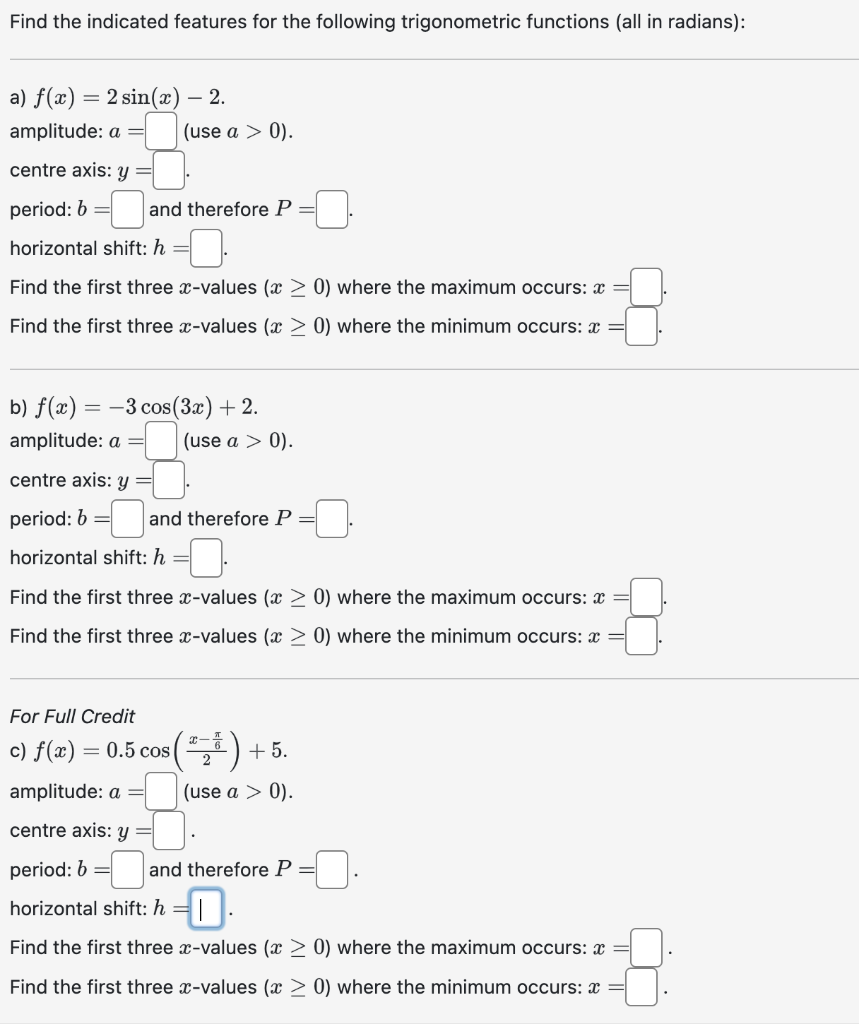 Solved Find the indicated features for the following | Chegg.com