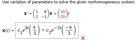 Solved Use variation of parameters to solve the given | Chegg.com