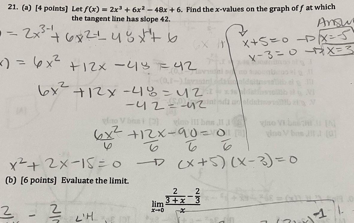 Solved • = 2x3- + 6x?1 uutta 21. (a) [4 points) Let f(x) = | Chegg.com