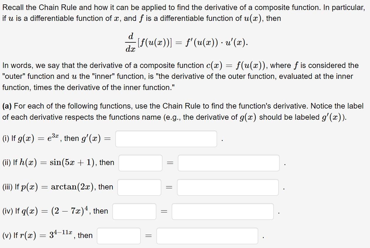 Solved Recall the Chain Rule and how it can be applied to | Chegg.com