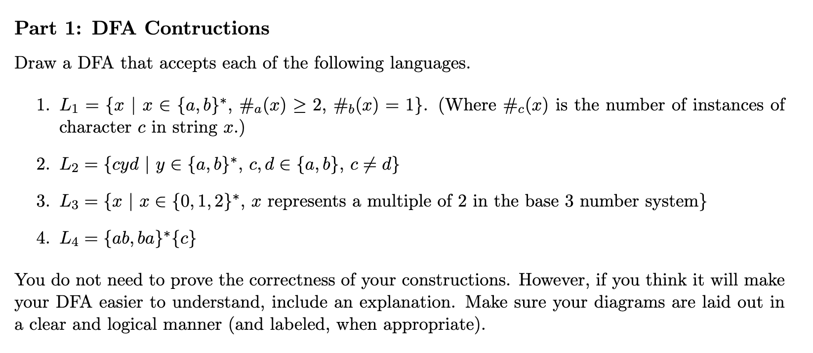 Solved Draw a DFA that accepts each of the following | Chegg.com