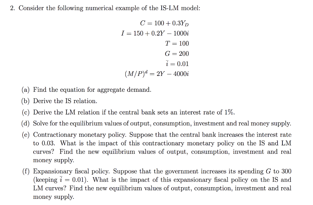 Solved 2. Consider the following numerical example of the | Chegg.com
