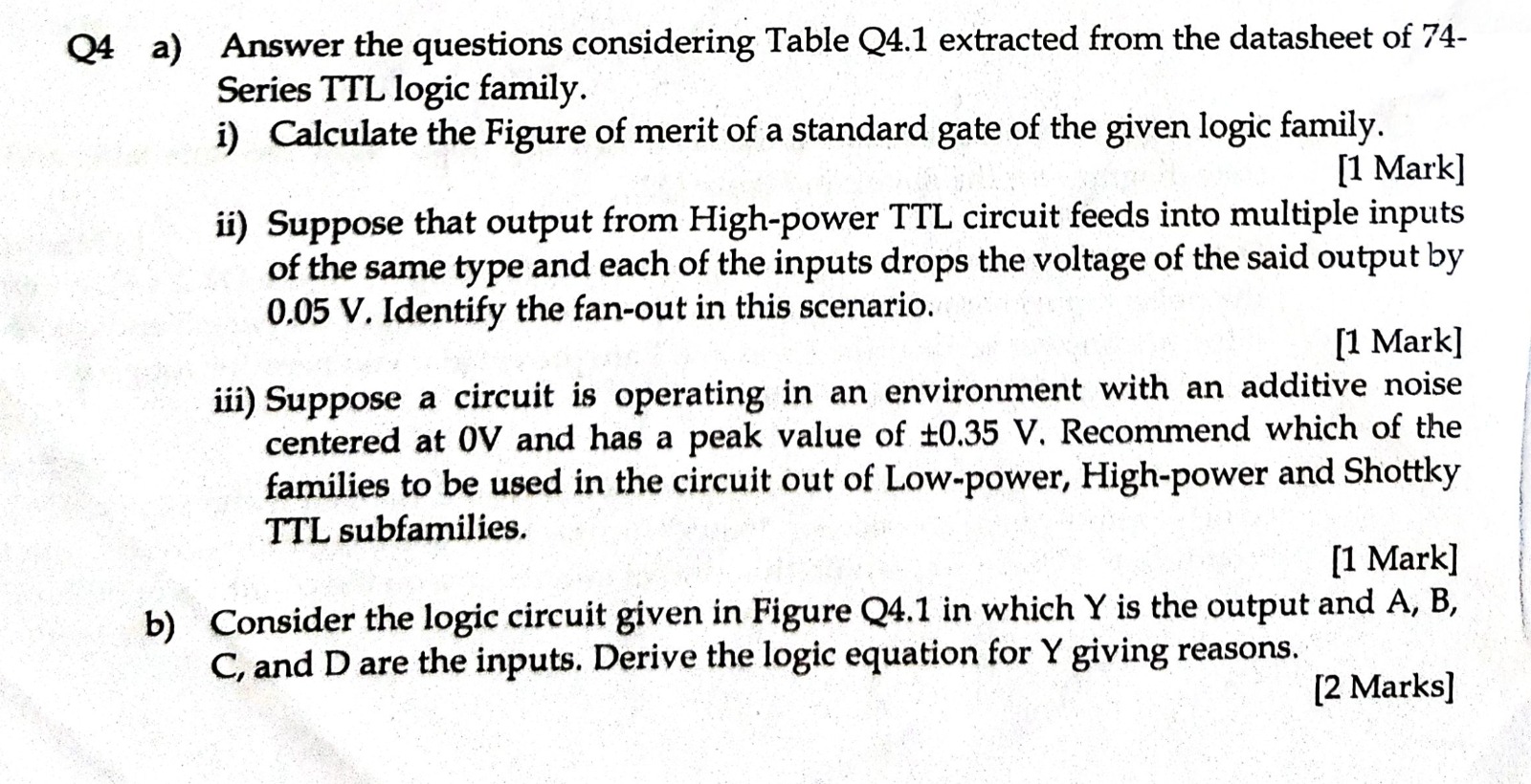 Solved Q4 a) Answer the questions considering Table Q4.1 | Chegg.com