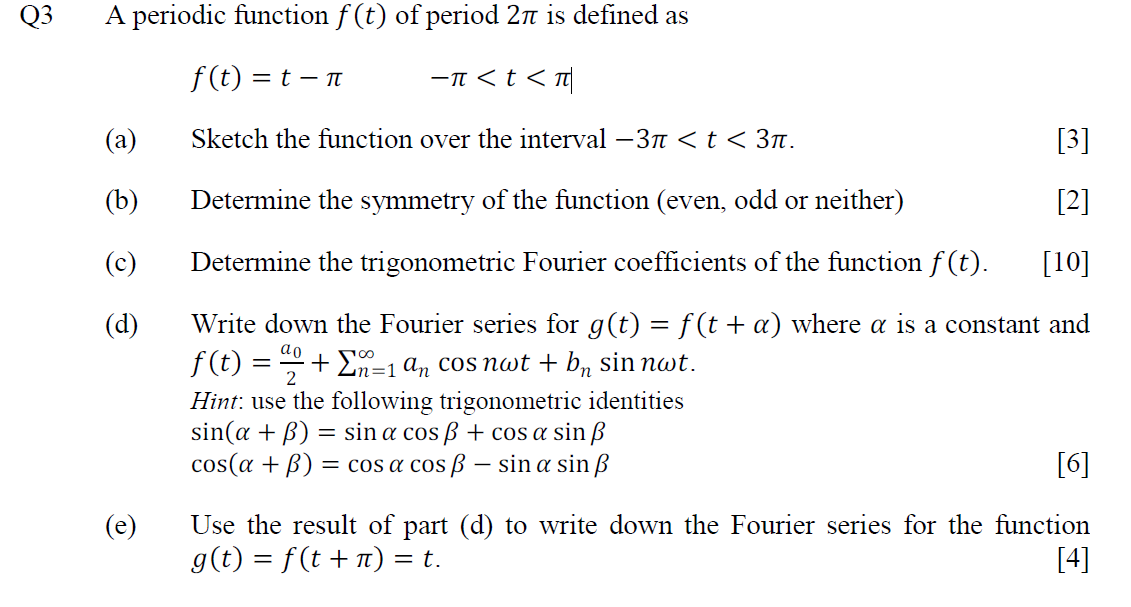 Solved Q3 A periodic function f(t) of period 21 is defined | Chegg.com