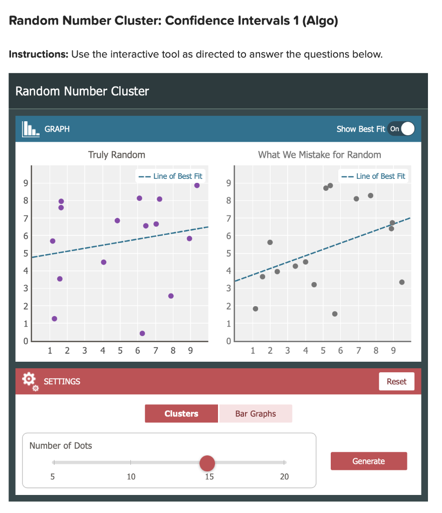 Solved Random Number Cluster: Confidence Intervals 1 (Algo) | Chegg.com