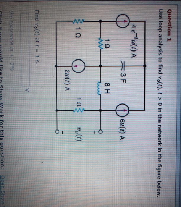 Solved Use loop analysis to find vo(t), t > 0 in the network | Chegg.com