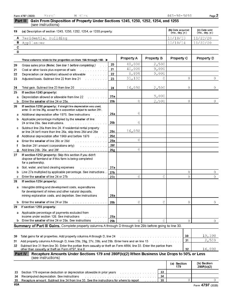 Line 7 of Form 4797 is $50,898--At what rate(s) is | Chegg.com | Chegg.com