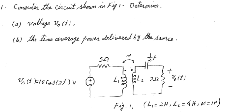 Solved 1. Consider the circuit shown in Figi. Determine, (a) | Chegg.com