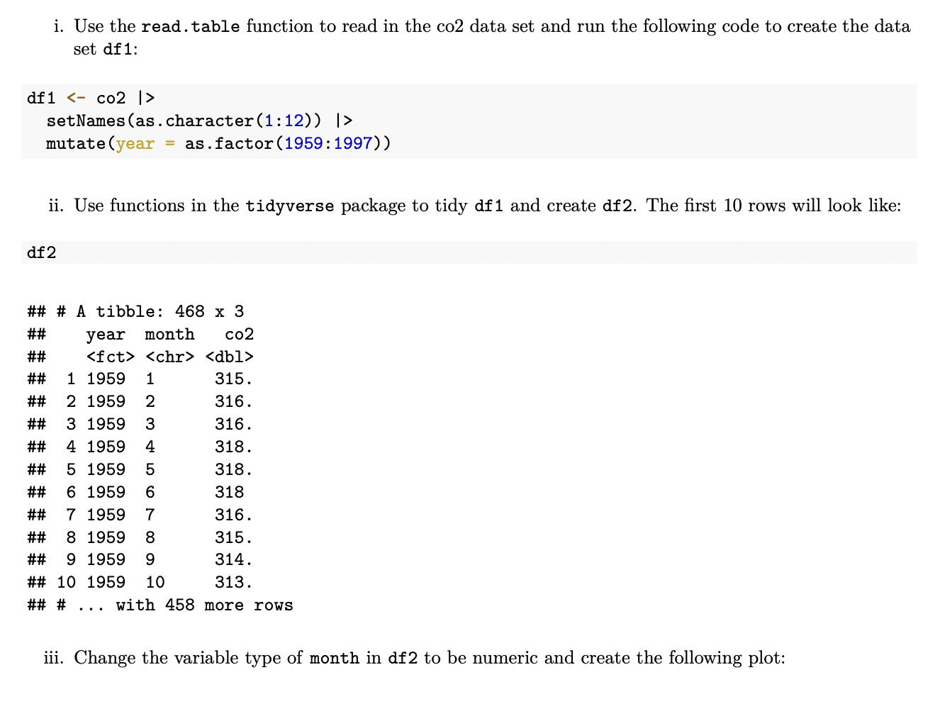 Solved i. Use the read.table function to read in the co2 | Chegg.com