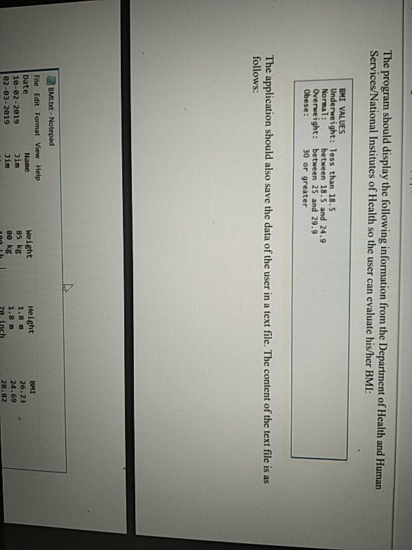 Solved Health application: computing BMI Create a BMI | Chegg.com