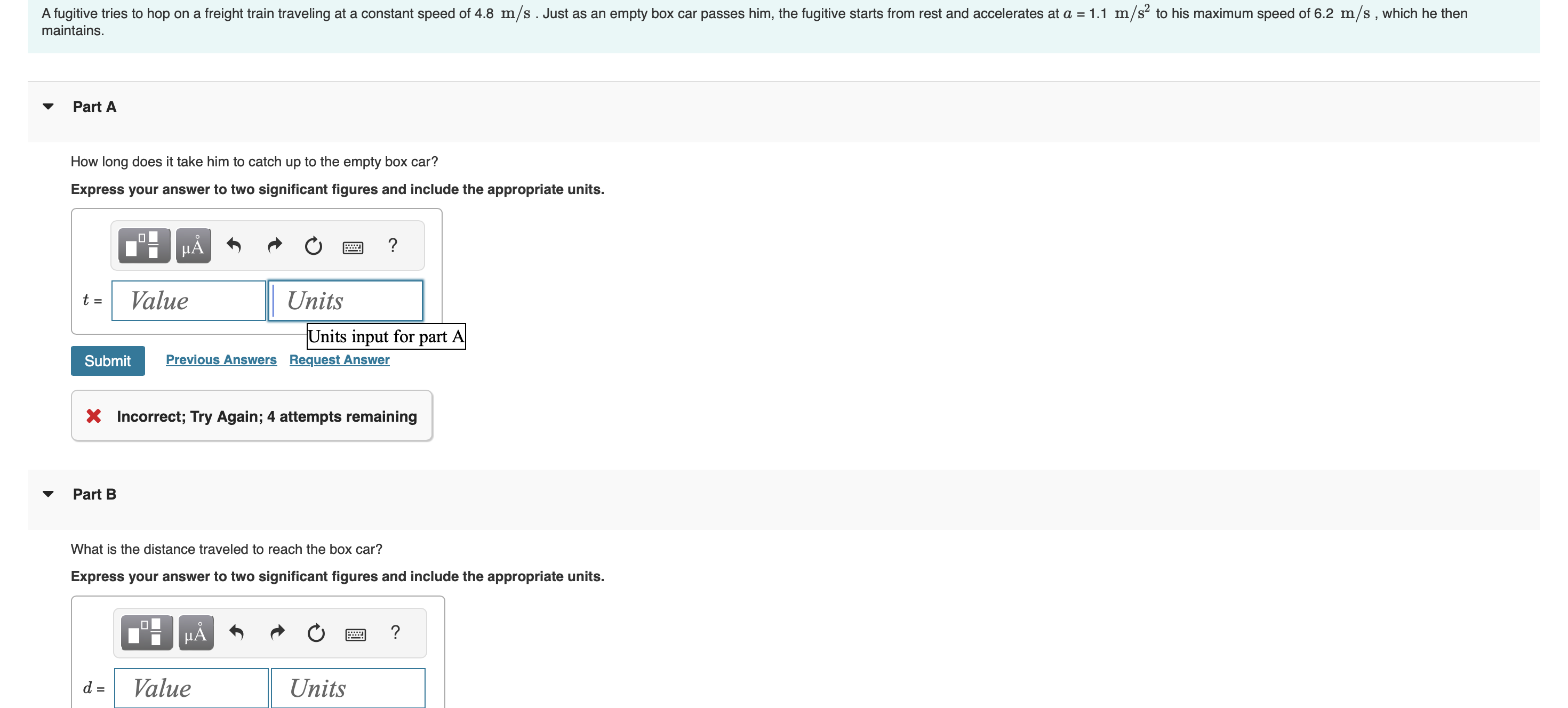 Solved maintains.Part AHow long does it take him to catch up | Chegg.com