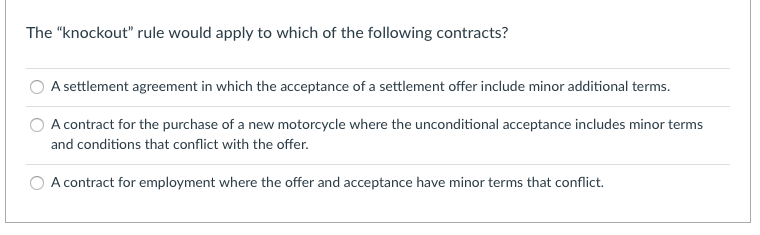 Solved The "knockout" rule would apply to which of the | Chegg.com