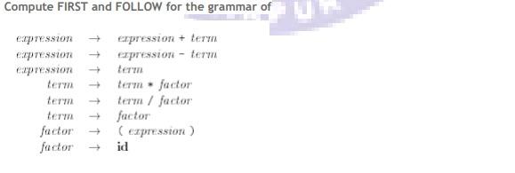 Solved Compute FIRST and FOLLOW for the grammar of | Chegg.com