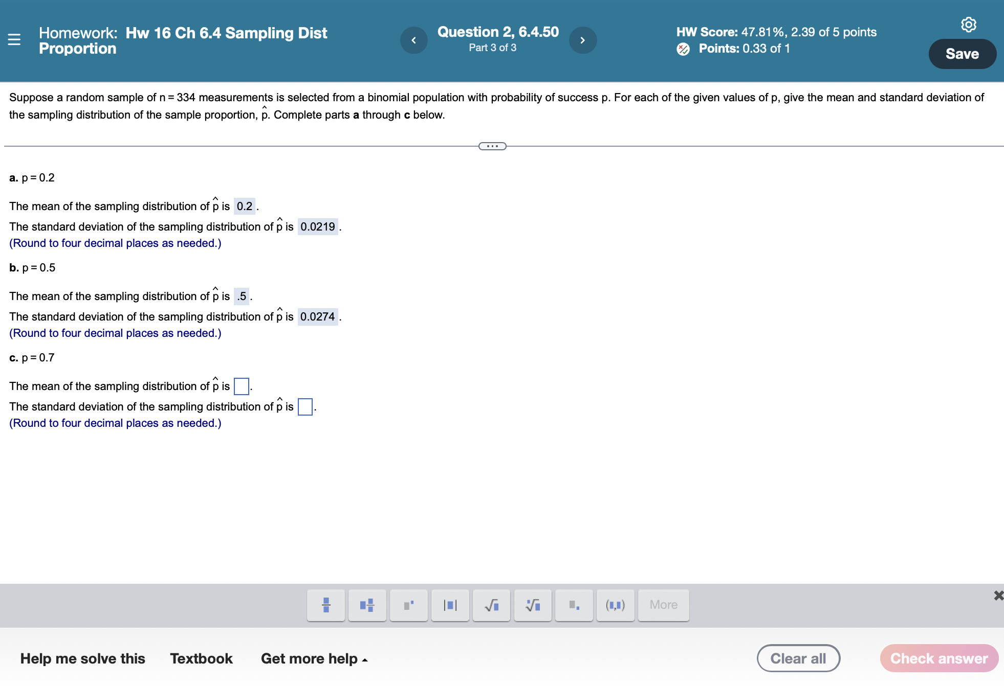 Solved Question 1, 6.4.49 Homework: Hw 16 Ch 6.4 Sampling | Chegg.com