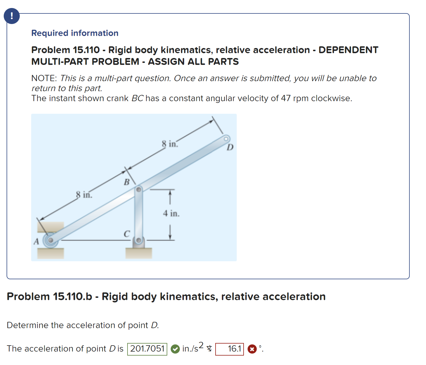 Solved Required information Problem 15.110 - Rigid body | Chegg.com