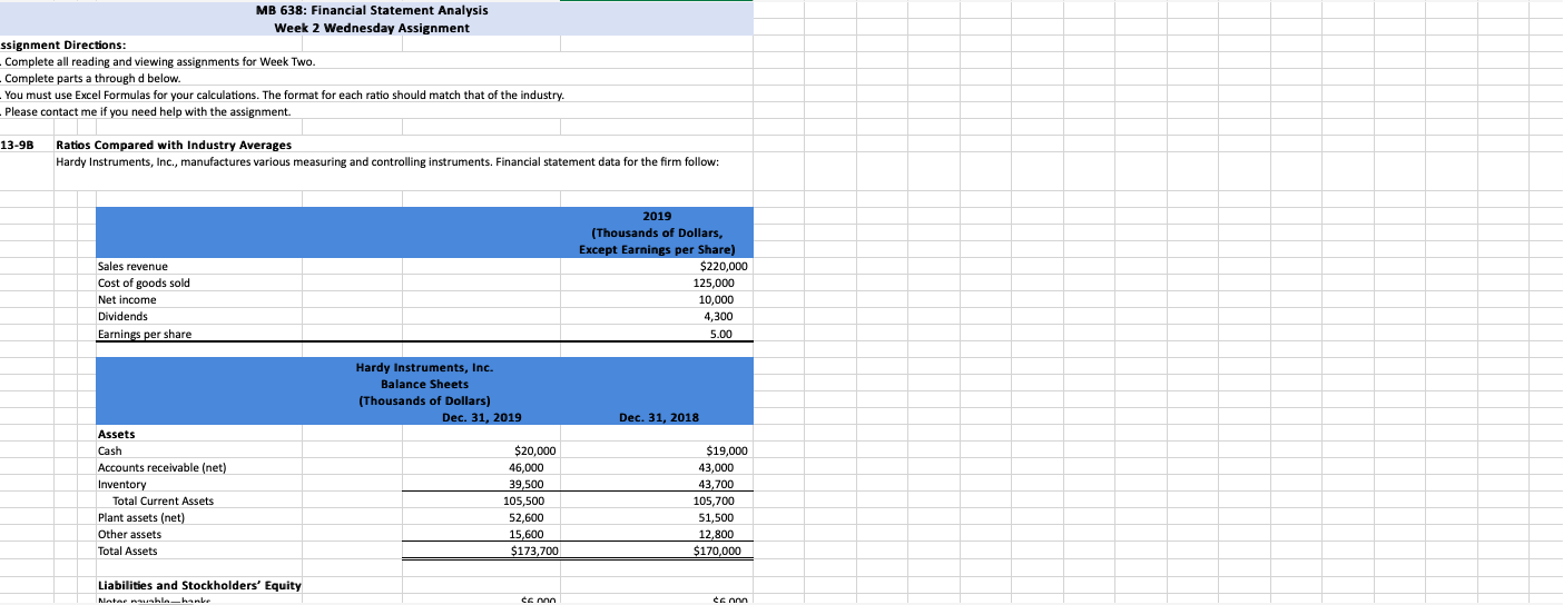 Solved MB 638: Financial Statement Analysis Week 2 Wednesday | Chegg.com