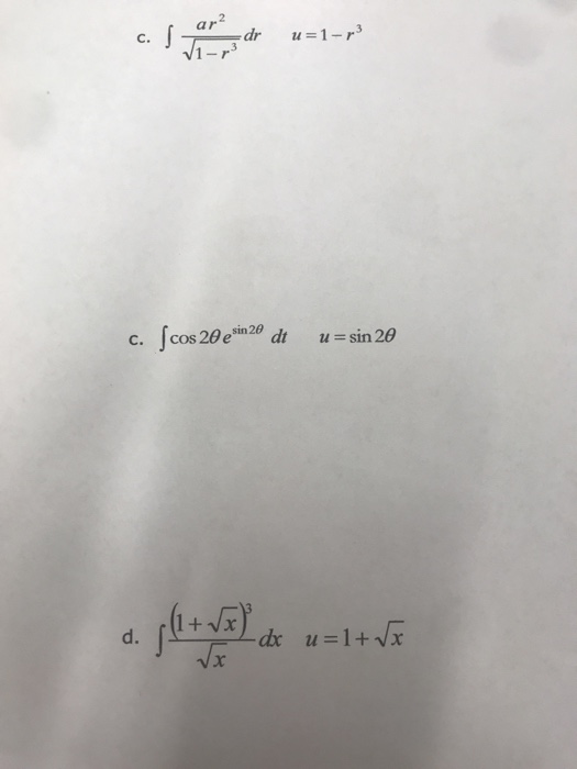 Solved Indefinite Integrals With Substitution 6 Evaluate 4710