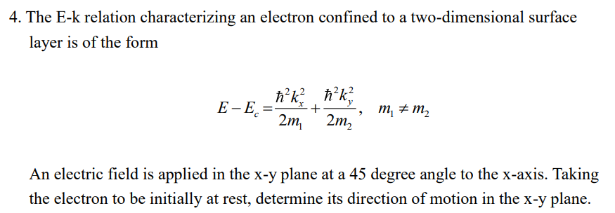 Solved 4. The E-k relation characterizing an electron | Chegg.com