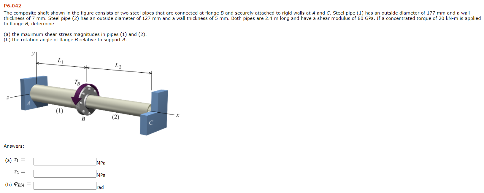 Solved P6.042 The composite shaft shown in the figure | Chegg.com