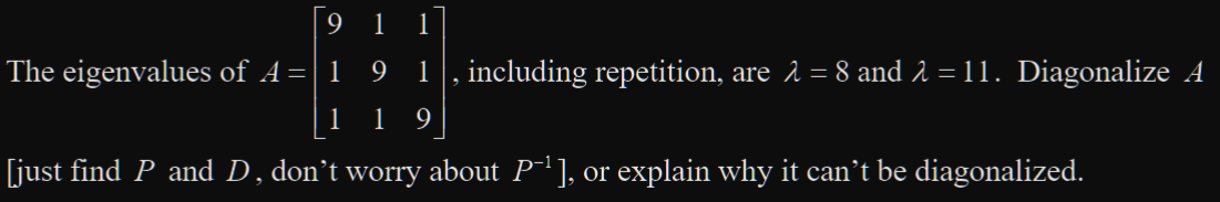 Solved The eigenvalues of \\( A=\\left[\\begin{array}{lll}9 | Chegg.com