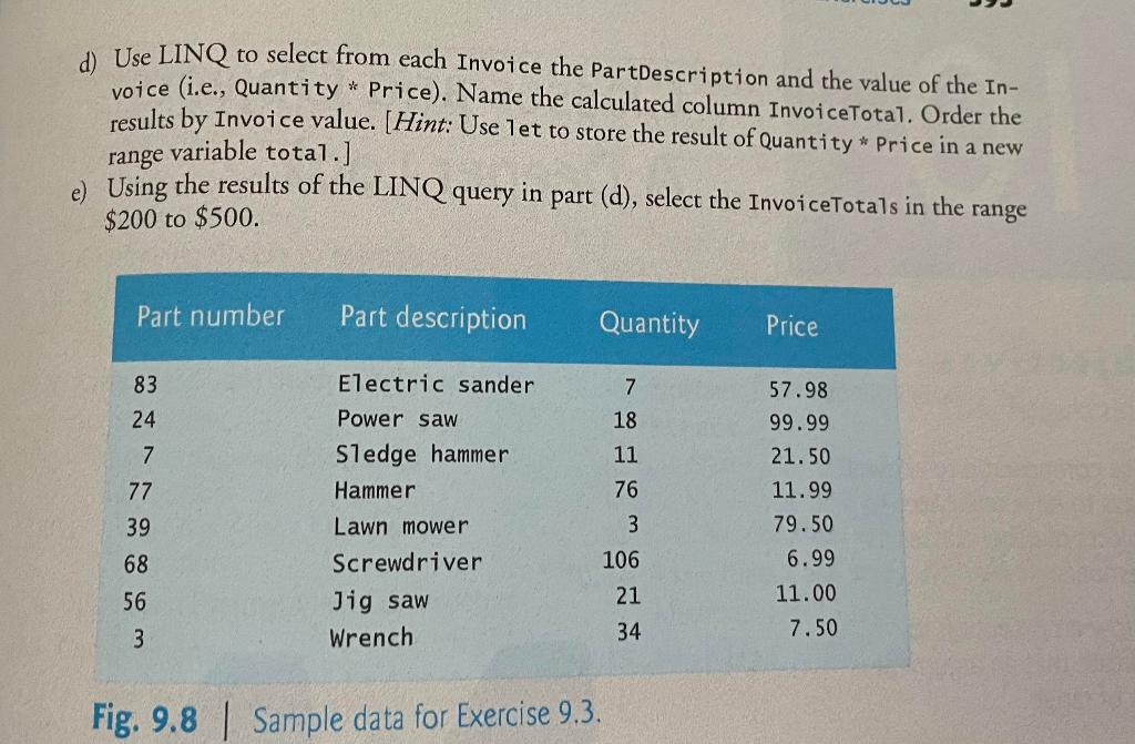 Solved Exercises 9.3 (Querying a an Array of Invoice | Chegg.com