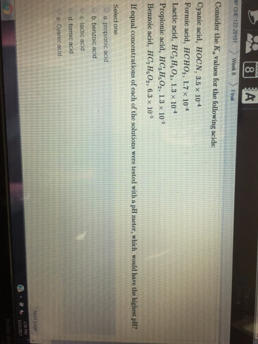 Solved Consider the K_a values for the following acids: | Chegg.com