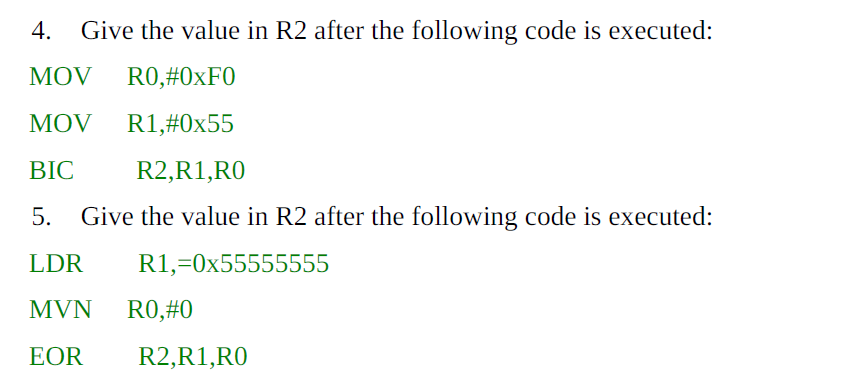 Solved 4. Give the value in R2 after the following code is | Chegg.com