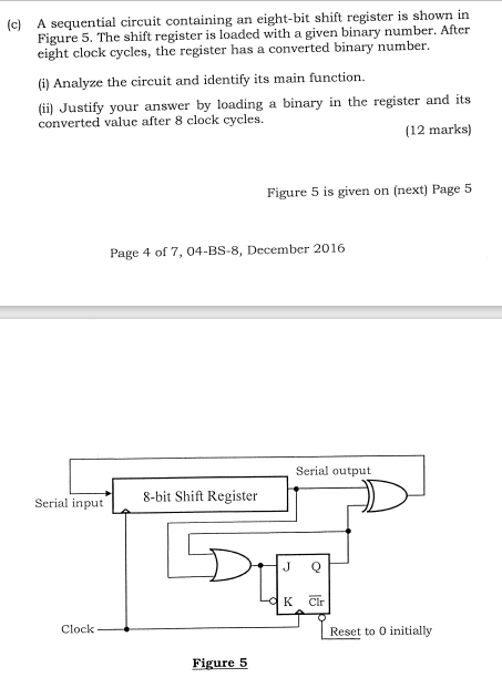 Solved (c) ﻿A sequential circuit containing an eight-bit | Chegg.com