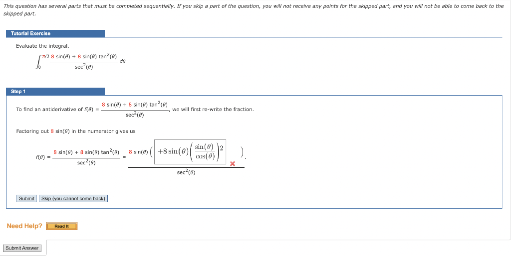 Solved skipped part. Tutorial Exerclse Evaluate the | Chegg.com