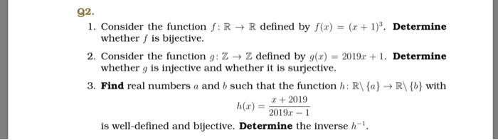 Solved 92. 1. Consider the function f: R -R defined by | Chegg.com
