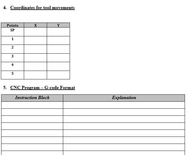 Solved 2. Tasks: Prepare coordinates table for tool | Chegg.com