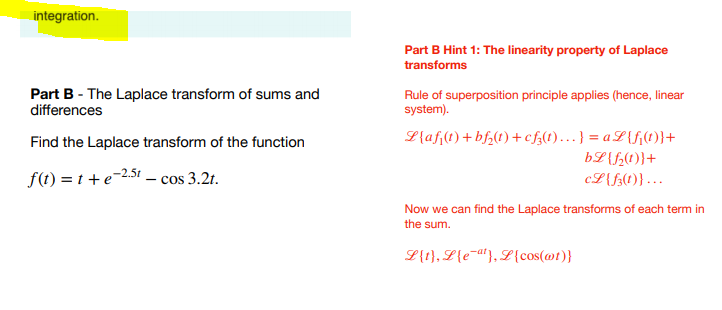 Solved integration Part B Hint 1: The linearity property of | Chegg.com