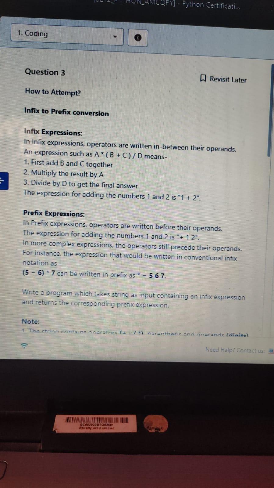 Solved W Revisit Later How to Attempt? Infix to Prefix | Chegg.com