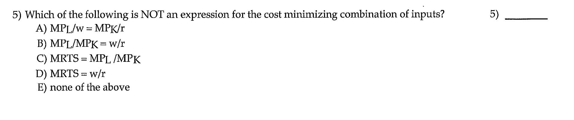 Solved 5 Which Of The Following Is Not An Expression For