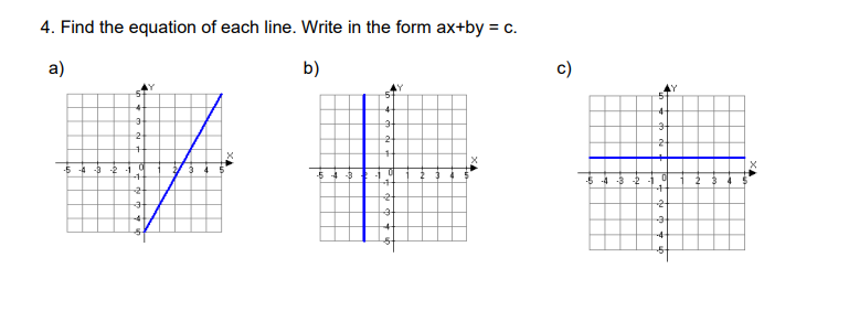 Solved 4. Find the equation of each line. Write in the form | Chegg.com